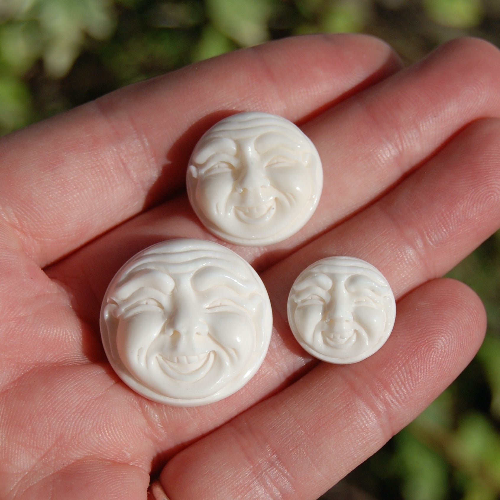Laughing Face Cabochons Hand Carved Ox Bone Cabs Realistic - Etsy