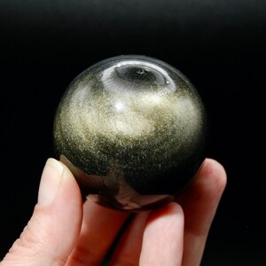 ONE Small Gold Sheen Obsidian Crystal Sphere, Super Flashy 20mm to 40mm ...