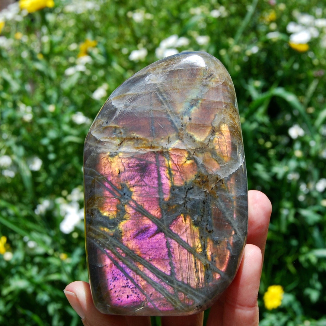 1.3lb AAA Gem Purple Pink Sunset Labradorite Crystal, Large Freeform ...