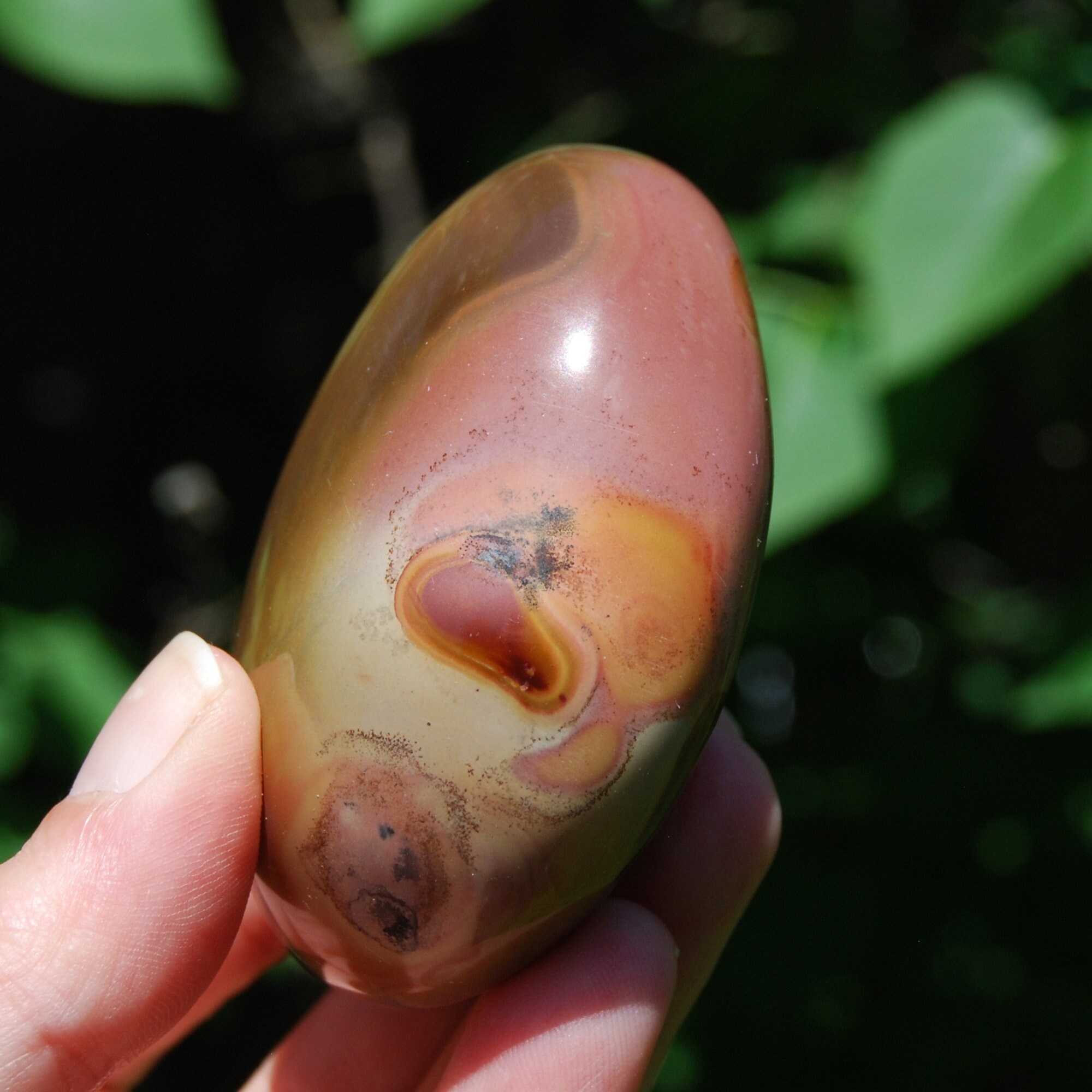 2.8in 210g Polychrome Jasper Crystal Palm Stone Peach Pink Purple Red ...