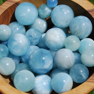 ONE Mini Gem Aquamarine Crystal Sphere, 16mm to 26mm - Etsy