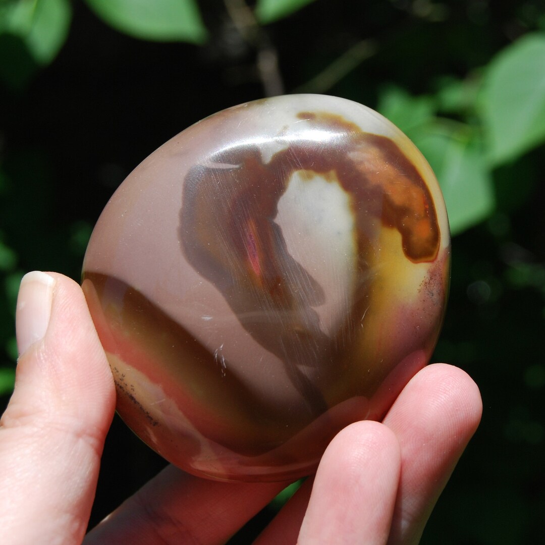 2.8in 210g Polychrome Jasper Crystal Palm Stone Peach Pink Purple Red ...