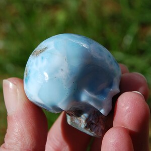 372ct Genuine Larimar Carved Crystal Skull, Realistic Larimar Gemstone ...