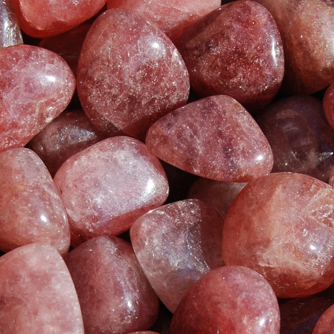 Strawberry Quartz Tumbled Stones, Tanzurine Red Aventurine Tumbled ...