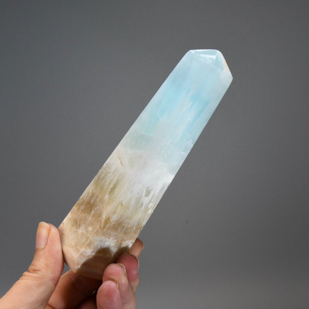 XL Caribbean Blue Calcite Crystal Tower: Genuine Aragonite Healing ...