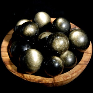 ONE Small Gold Sheen Obsidian Crystal Sphere, Super Flashy 20mm to 40mm ...