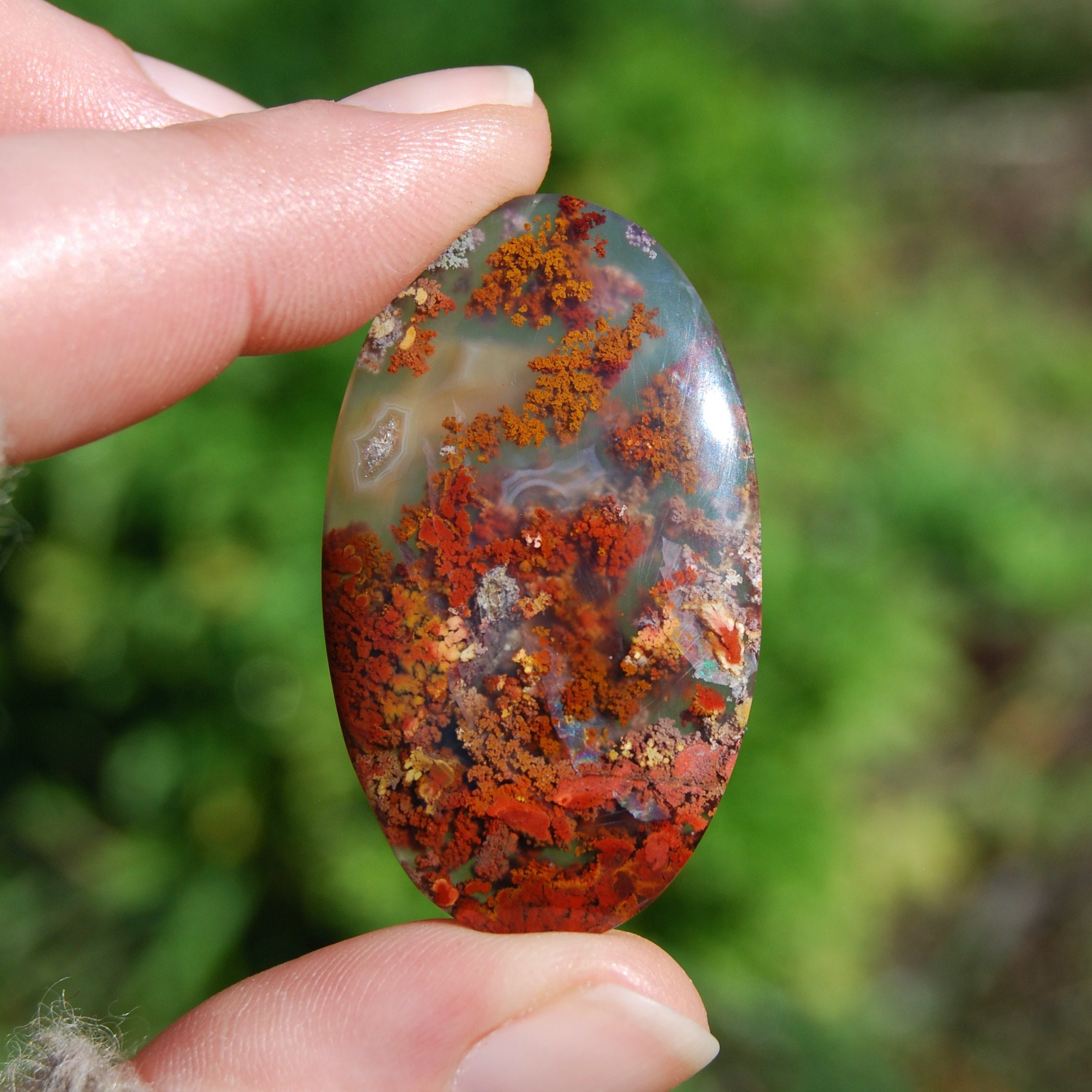 Plume Agate Garden Agate Cabochon Oval 44mm by 25mm 16 | Etsy