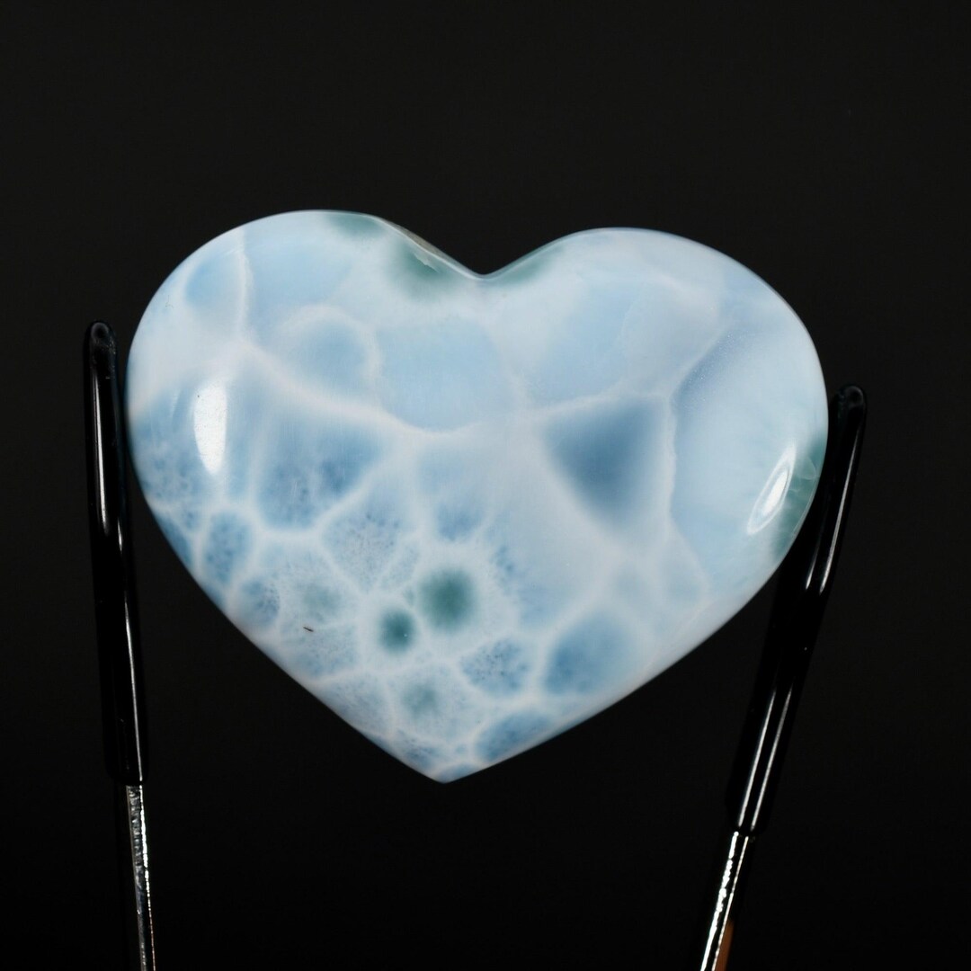 Corazón hinchado de cristal de larimar de 36 mm, piedra preciosa de ...