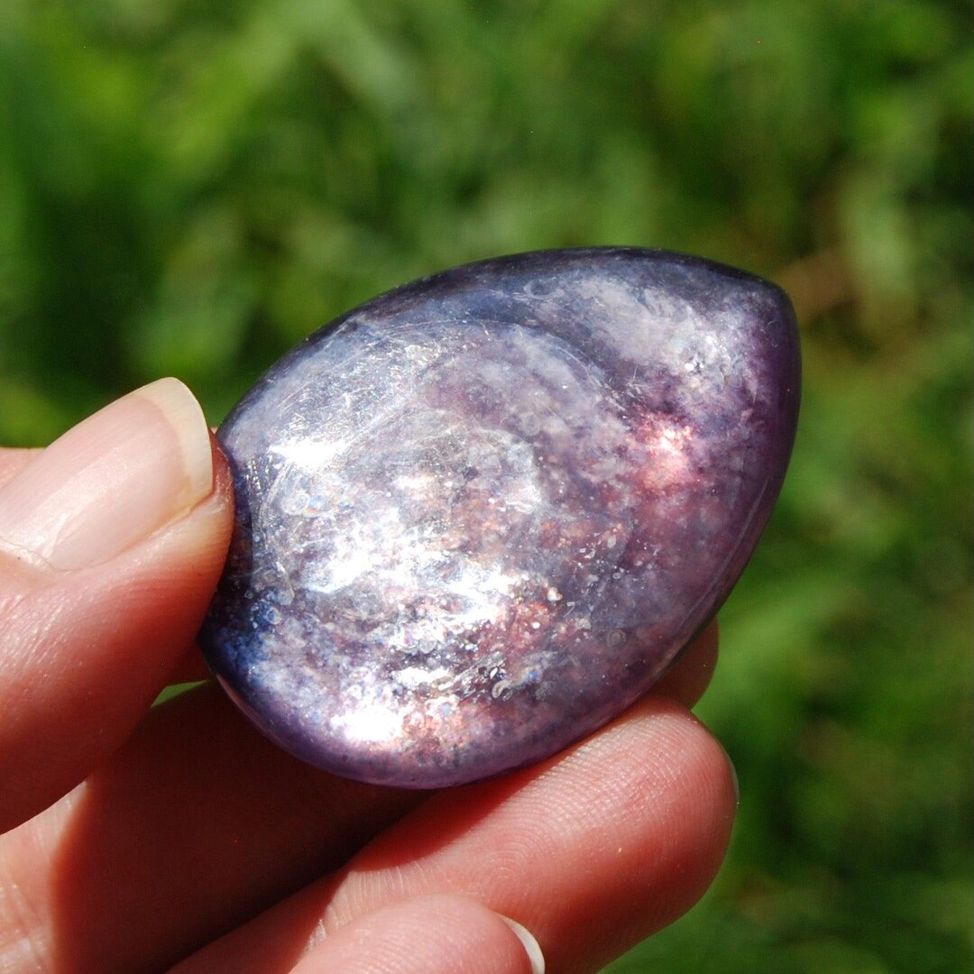 1.7in AAA Gem Lepidolite Crystal Teardrop Cabochon, Silver Leaf ...