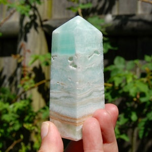 3.6in 211g Caribbean Blue Calcite Crystal Tower, Pakistan - Etsy
