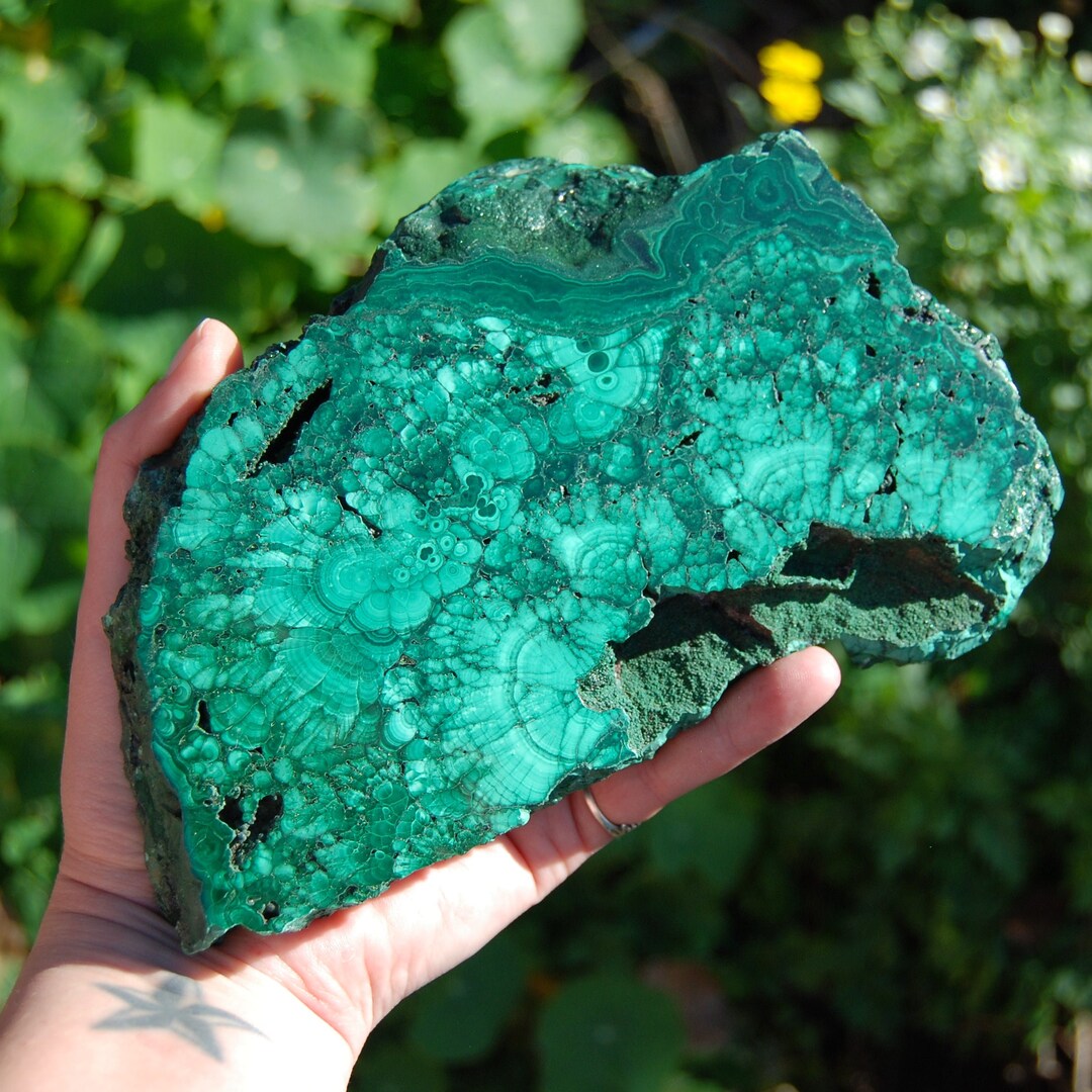 3LB 7.5in XL Natural Malachite Crystal Slab, Natural Malachite Gemstone ...