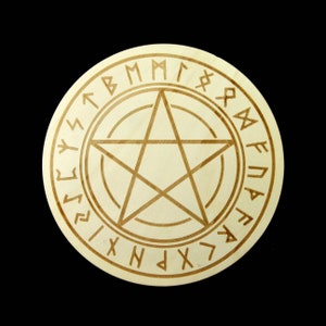 12in Large Wood PENTACLE With RUNES Crystal Grid Sacred Geometry - Etsy