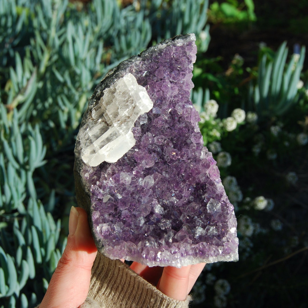 1.5lb XL Raw Amethyst Geode Selenite Flower Crystal Cathedral - Etsy