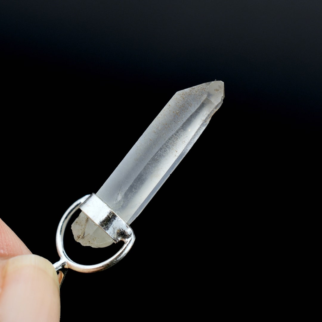 1.4in Channeler Raw Blue Amphibole Quartz Crystal Sterling Silver ...