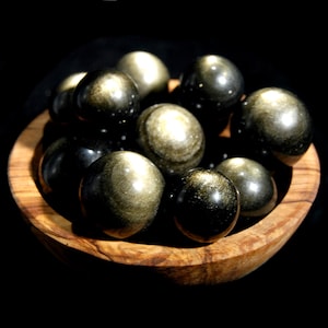 ONE Small Gold Sheen Obsidian Crystal Sphere, Super Flashy 20mm to 40mm ...