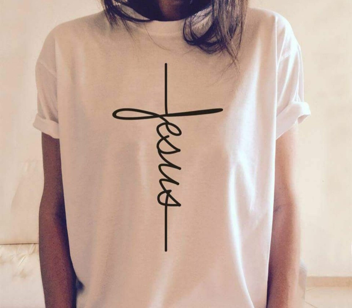 Jesus T-shirt, Jesus, Christian Shirt, Jesus Shirt, Vertical Cross ...