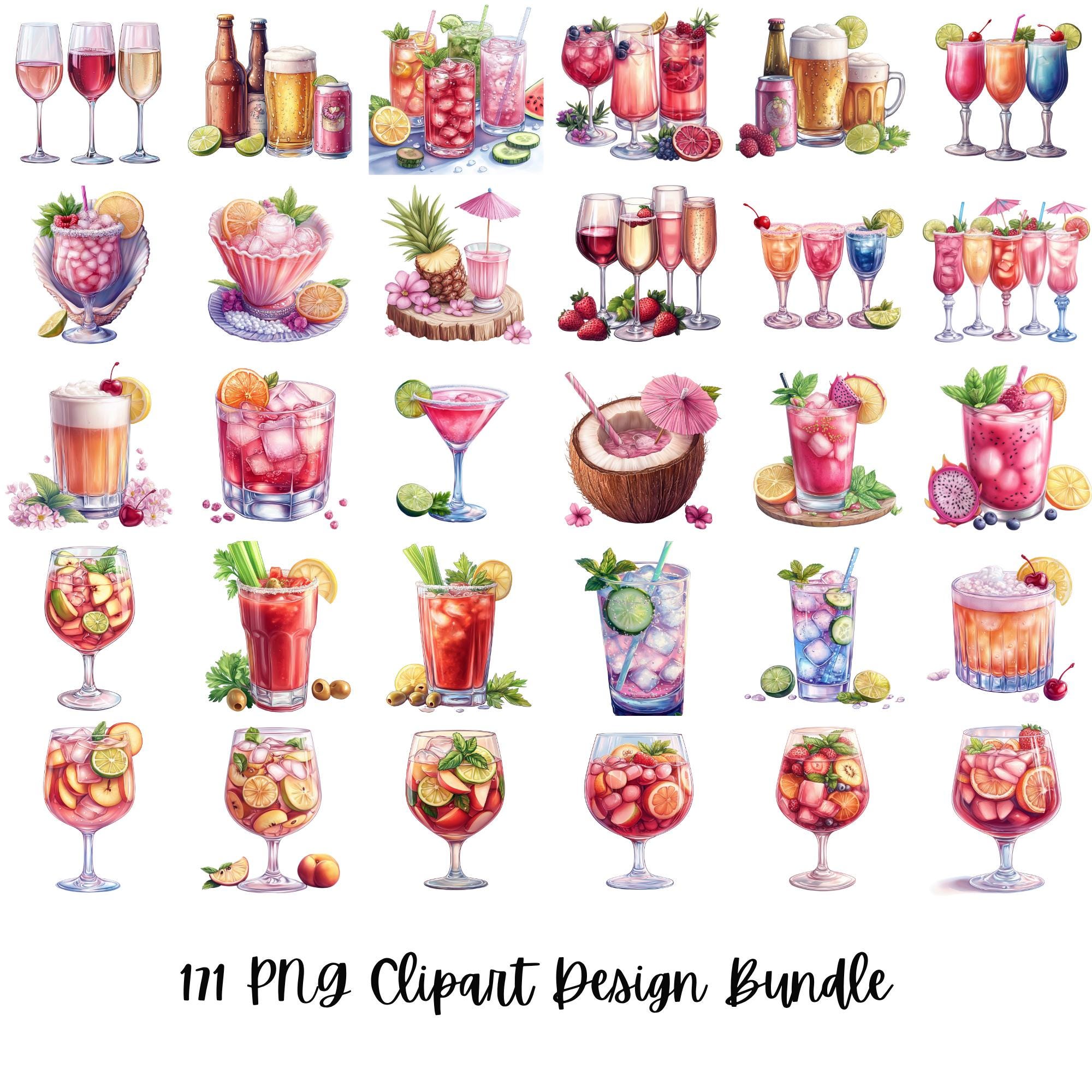 171 Summer Drink PNG Clipart Bundle, Tropical Cocktail PNG, Fruity ...
