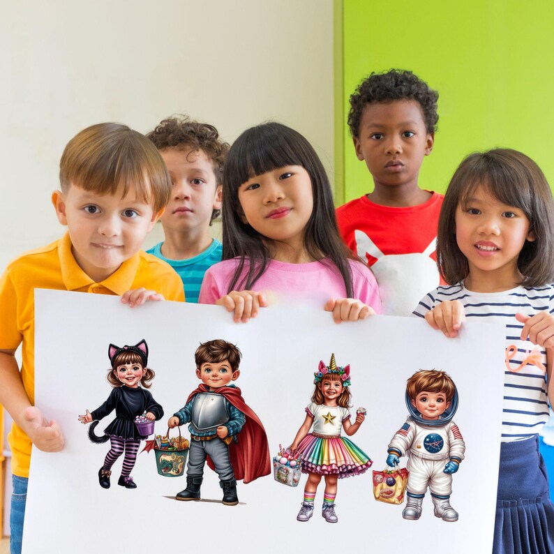 20 Kids Halloween Costume Clipart, Cute Trick or Treat PNG, School ...