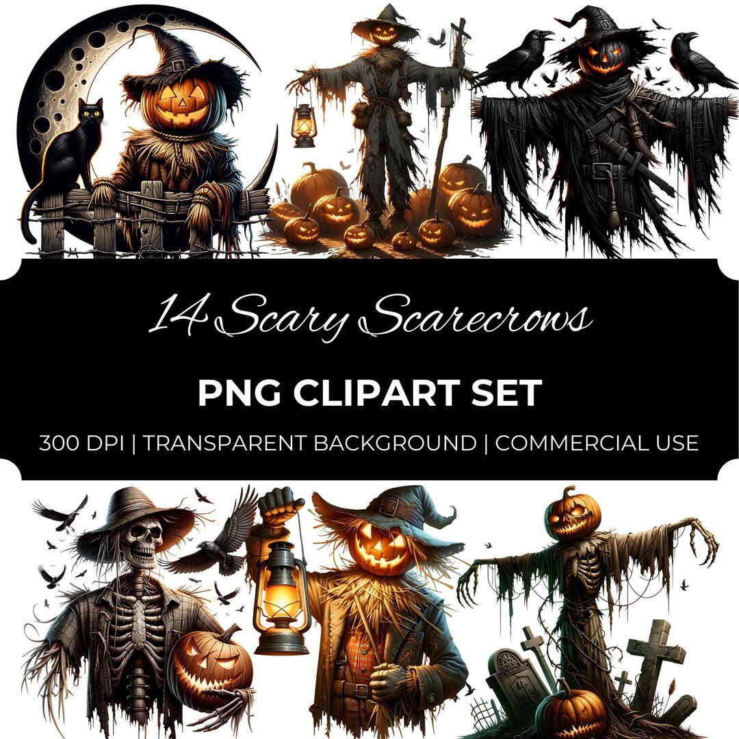 14 Scarecrow PNG Clipart, Halloween Pumpkin Head Illustrations, Creepy ...