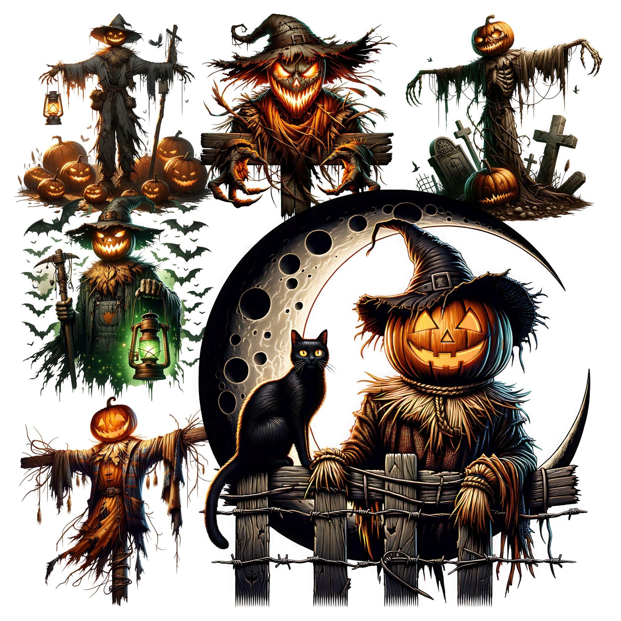 14 Scarecrow PNG Clipart, Halloween Pumpkin Head Illustrations, Creepy ...