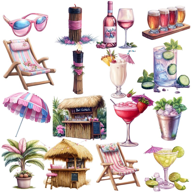 171 Summer Drink PNG Clipart Bundle, Tropical Cocktail PNG, Fruity ...