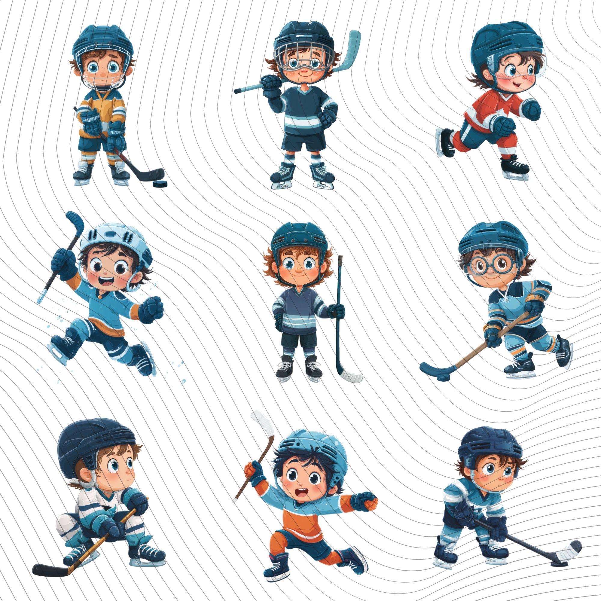Hockey Kids Clipart Set, 20 Boys Ice Hockey PNG, Winter Sports Graphics ...