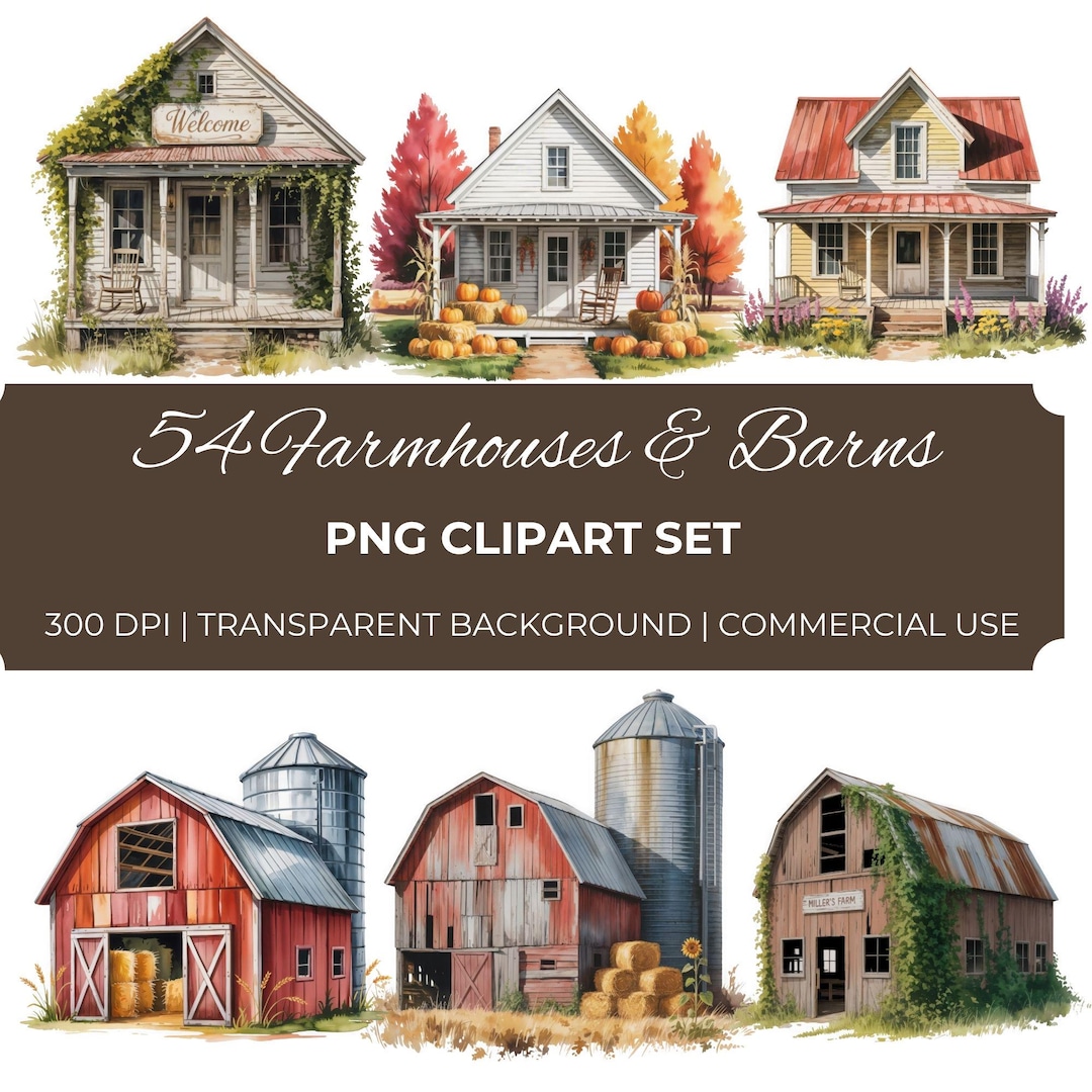 54 Rustic Farmhouse Barn PNG Clipart, Vintage Country House PNG, Farm ...