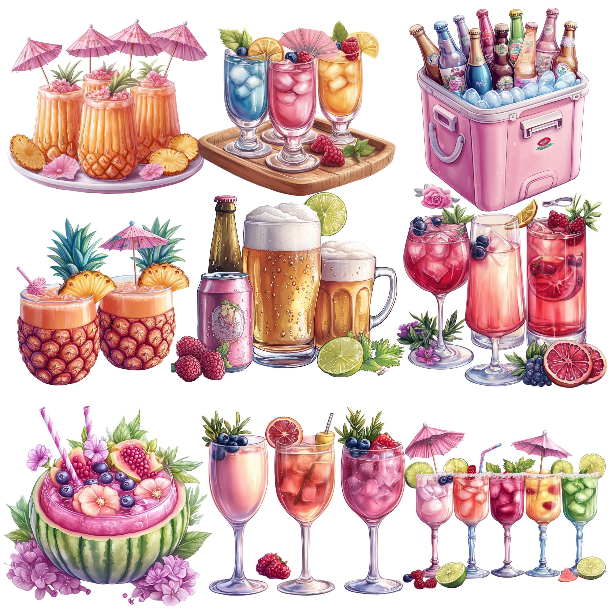 171 Summer Drink PNG Clipart Bundle, Tropical Cocktail PNG, Fruity ...
