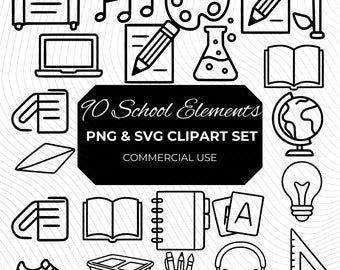 Doodle School Clipart Set - Fun and Educational Svgs - Instant Download ...