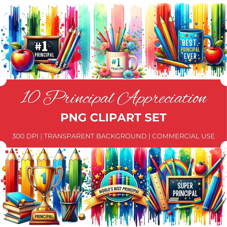 10 Principal Appreciation PNG Clipart, Colorful School Clipart, Trophy ...