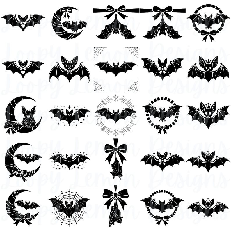 Bat Clipart Bundle SVG PNG, Cute Kawaii Bat Illustrations, Gothic ...