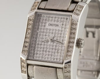 Croton Mens Diamond 23k Gold Plated Quartz Stainless Steel Watch - Etsy