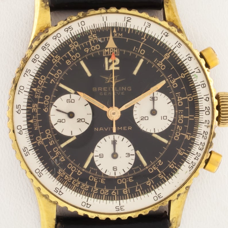 Vintage Gold-plated Breitling Navitimer Chronograph Watch 806 W/ Box ...