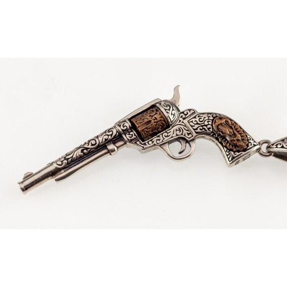 Unique Sterling Silver Pistol Revolver Pendant with 2… - Gem