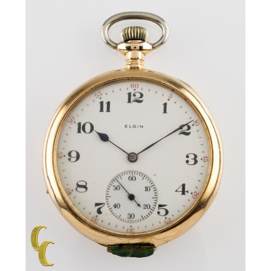 Elgin Open Face 14K Yellow Gold Antique Pocket Watch Gr 315 12S 15 ...