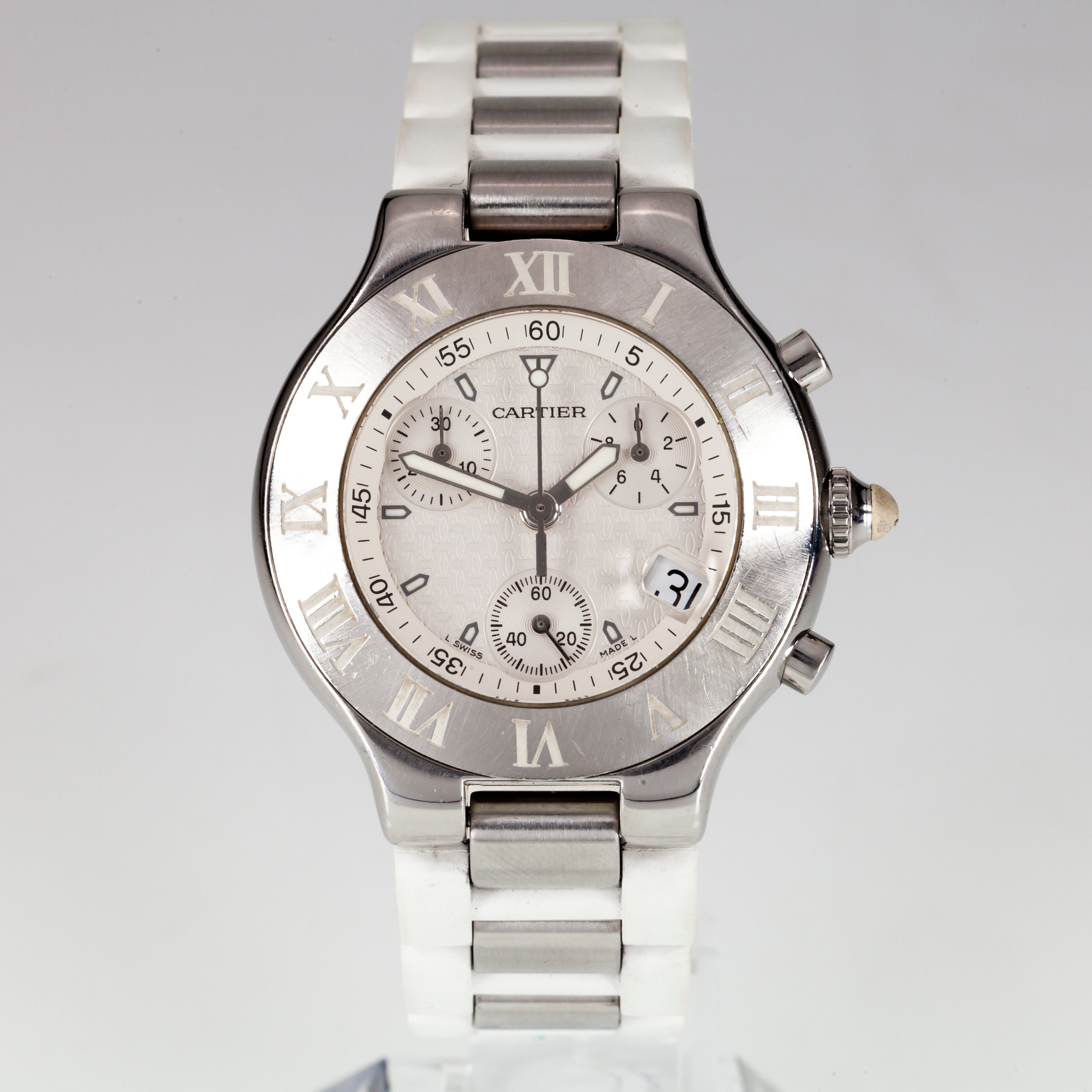 Reloj Cartier 2424 Chronoscaph de Cuarzo con Banda de Acero y Goma ...