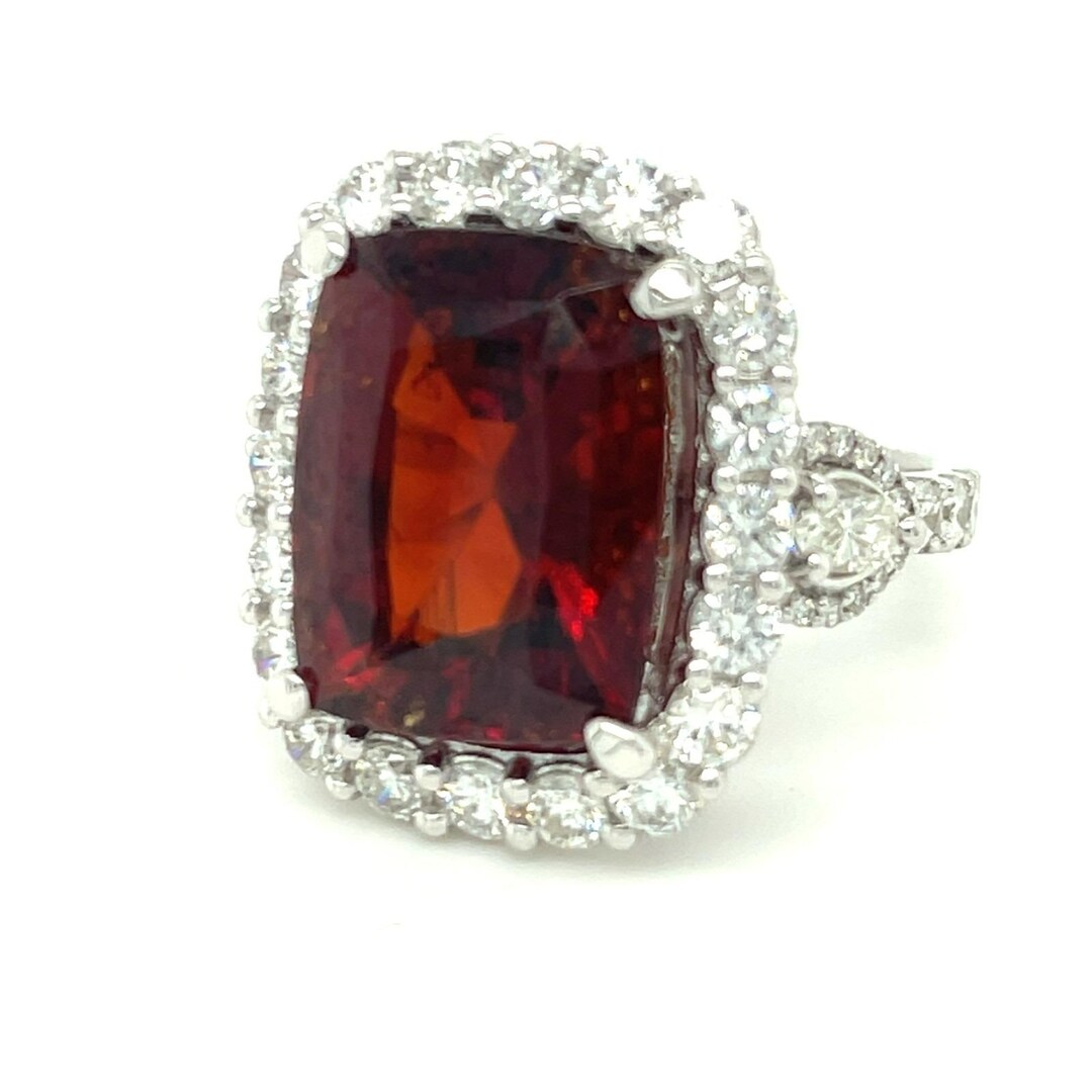 18k White Gold & Rectangular Mixed-cut Garnet Ring W/ 2.25ct Accent ...