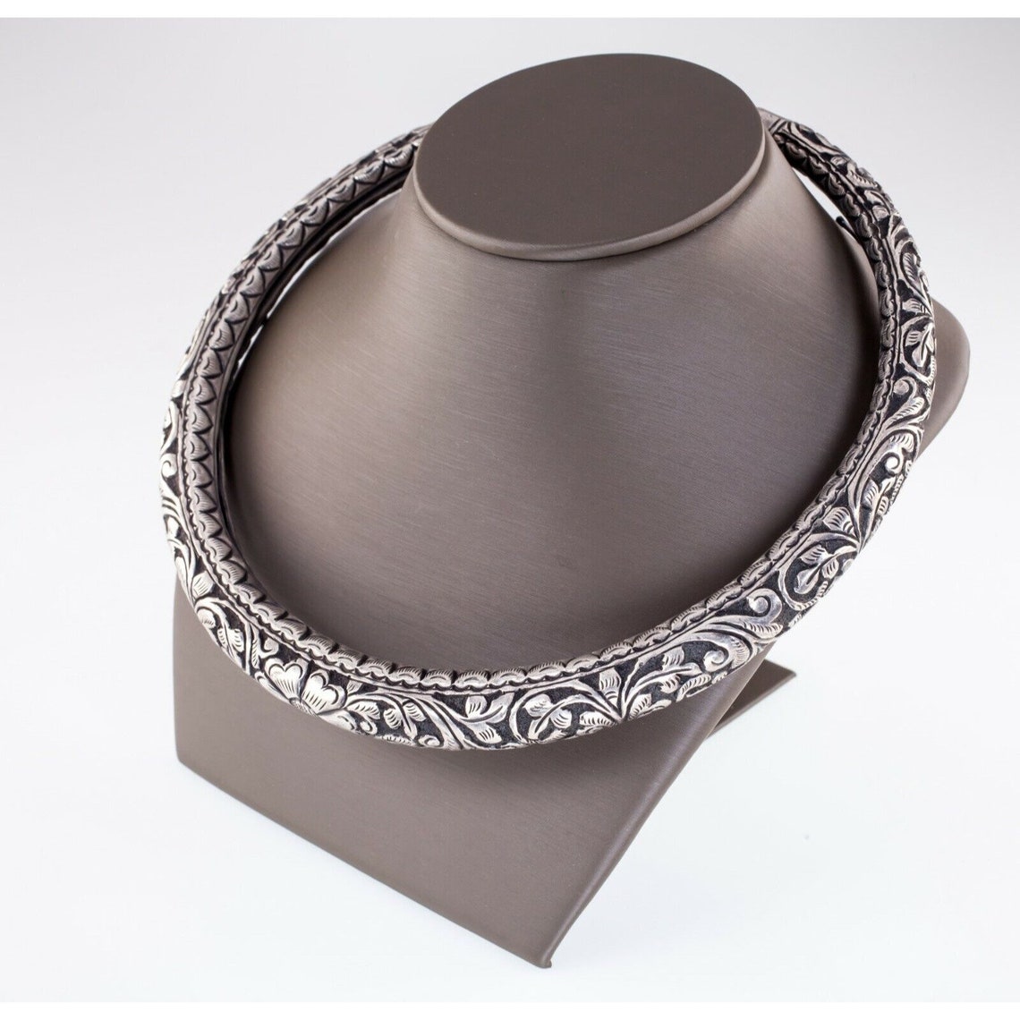 Antique Indian Hansuli Hand Carved Silver Choker Necklace - Etsy