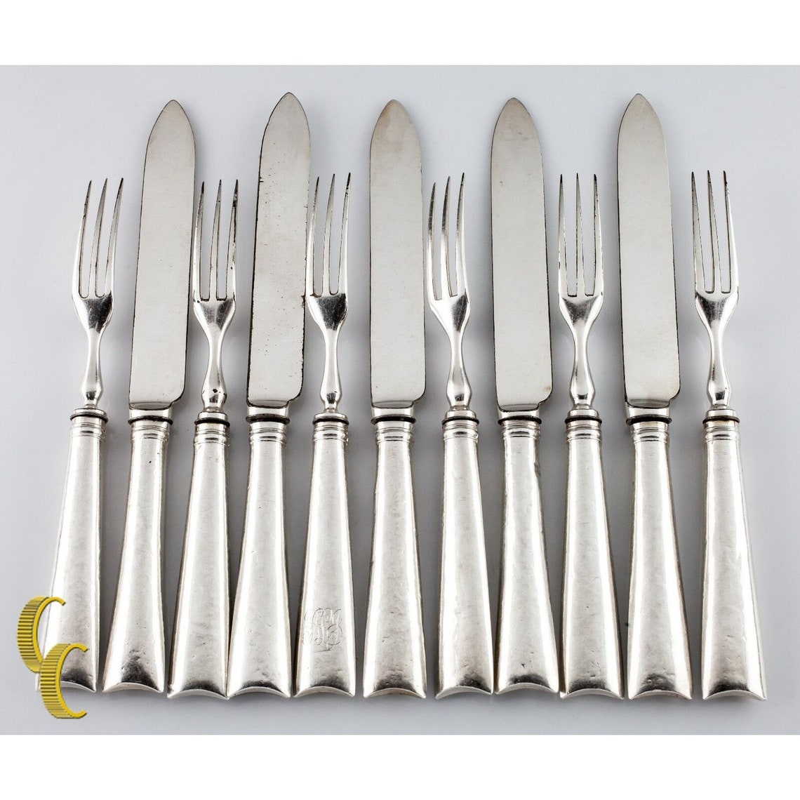 Thomas Bradbury & Sons Sterling Silver Cocktail Forks and Knives Fruit ...
