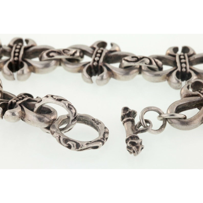 Men's Gothic Style Sterling Silver Bracelet 9" Long, Biker/rocker ...