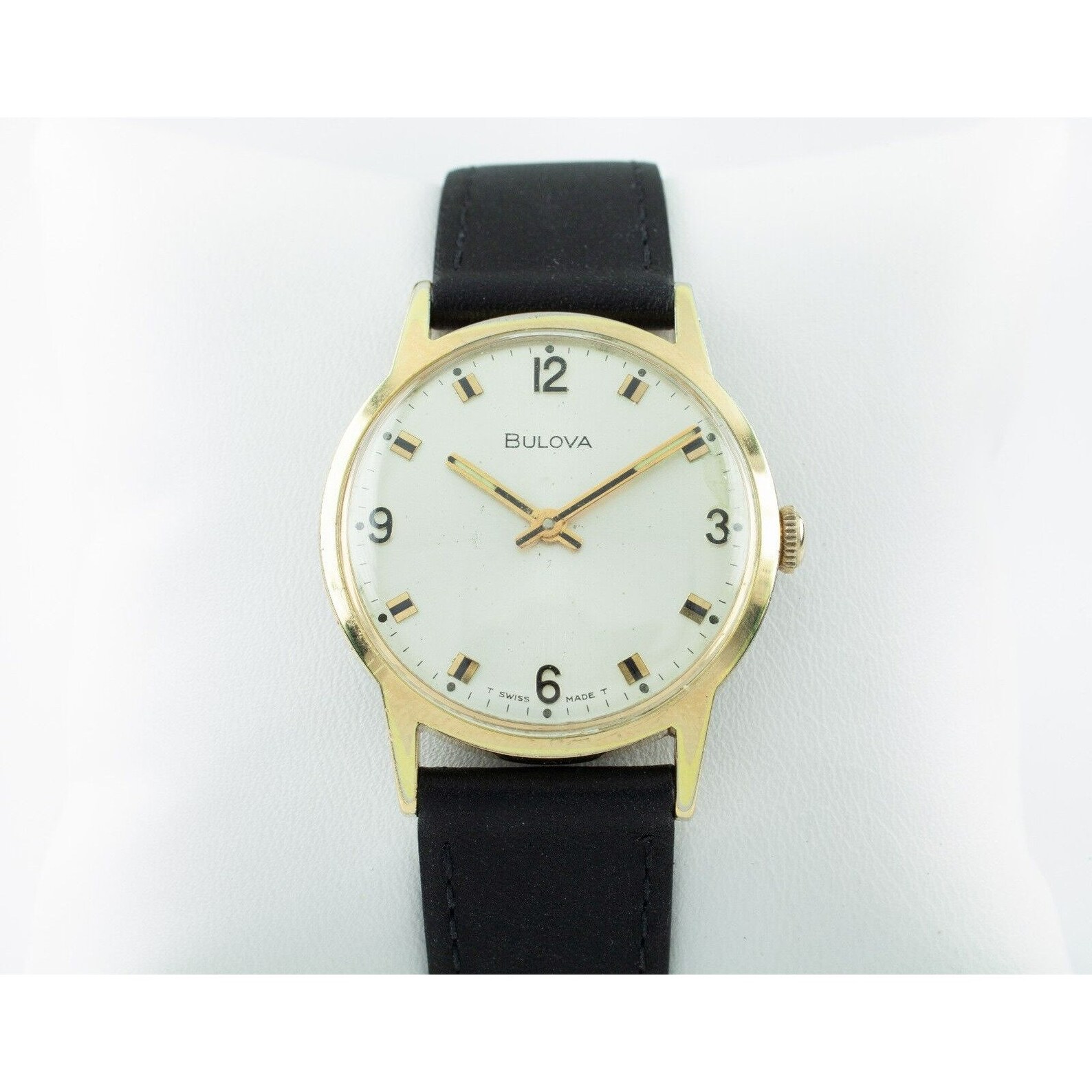 Bulova Gold-plated Hand-winding Men's Watch W/ Black Leather Band - Etsy