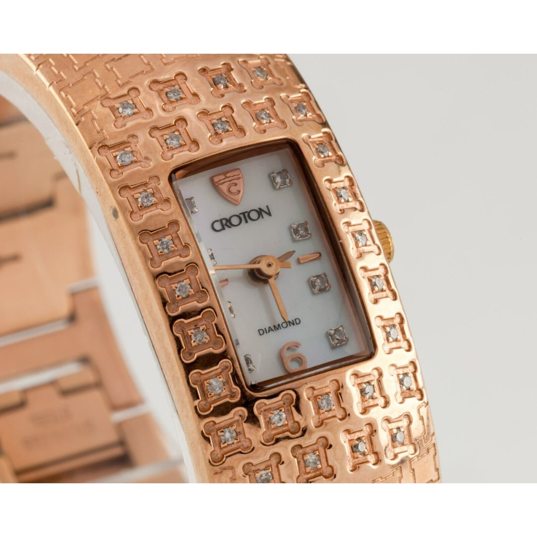 Croton Rose Gold Plated Women's Diamond Quartz Watch - Etsy