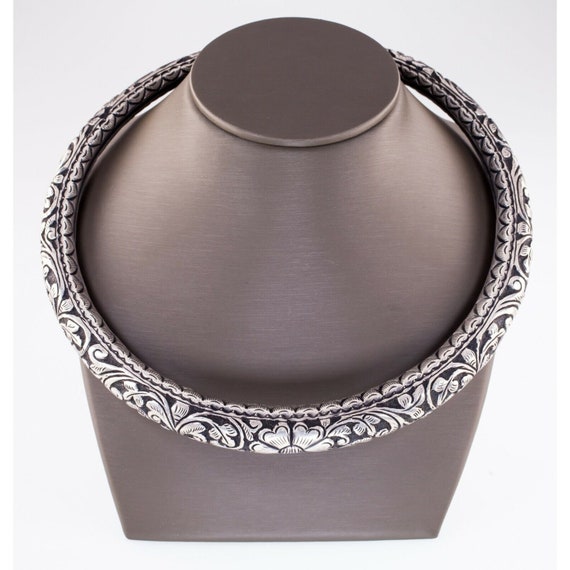 Antique Indian Hansuli Hand Carved Silver Choker Neck… - Gem