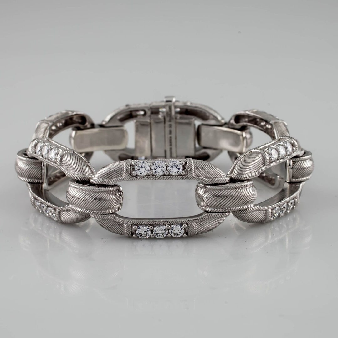 Judith Ripka Sterling Silver CZ Diamonique Cable Link Bracelet 7" - Etsy