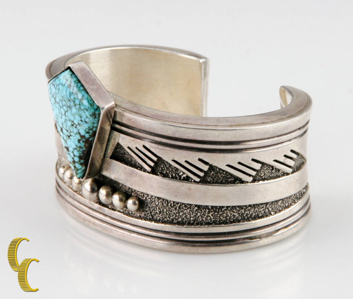 Abraham Begay Native American Silver Cuff With a Turquoise - Etsy