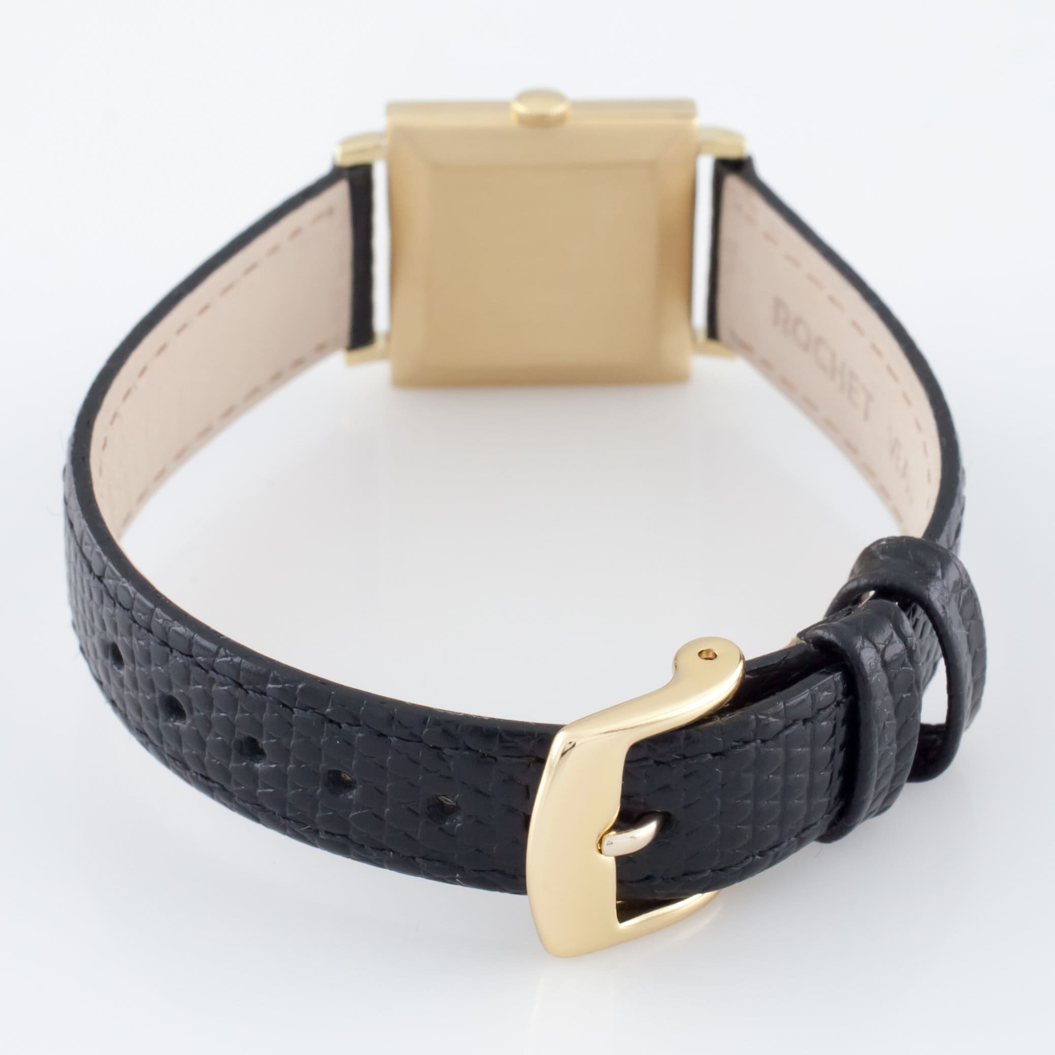 Vintage Ebel 18k Gold Women's Dress Watch W/ Square Case & Black ...