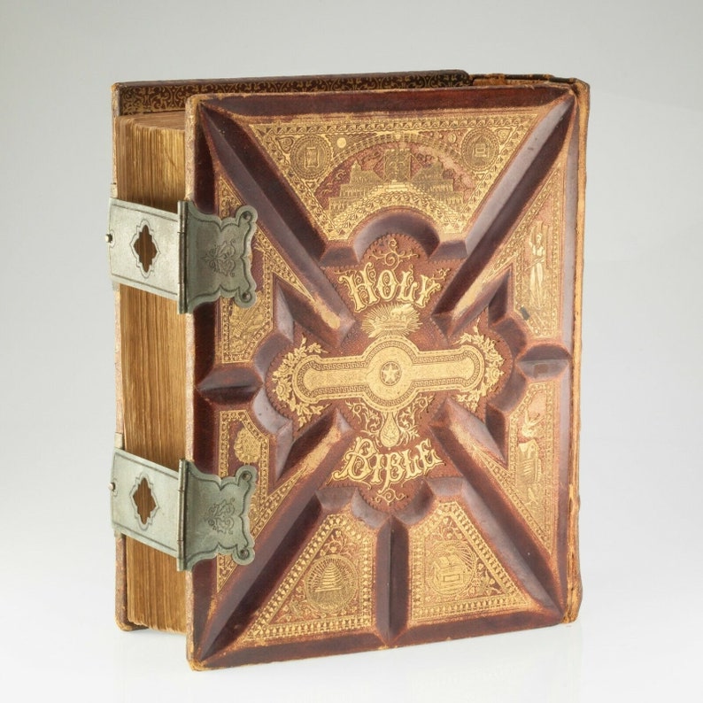 1890 Pronouncing Parallel Bible Leather Bound W/ Clasps Antique Book - Etsy
