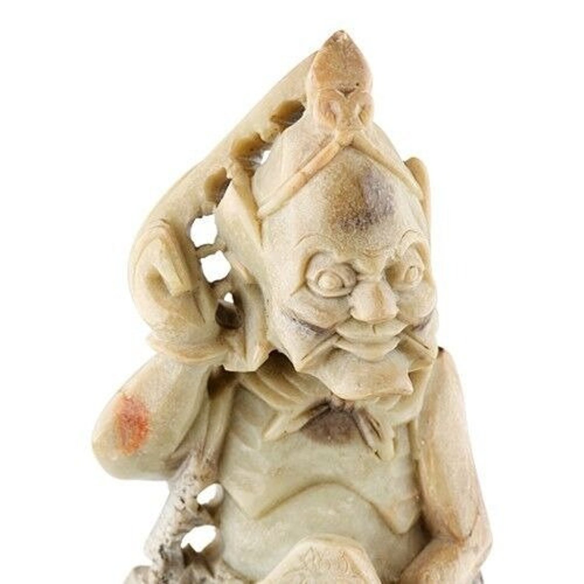 Vintage Chinese Soapstone Sculpture W/ Red Stone Base Great Detail! - Etsy