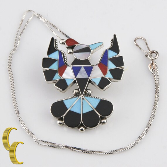 Native American Semi-Precious Inlay Eagle Necklace an… - Gem