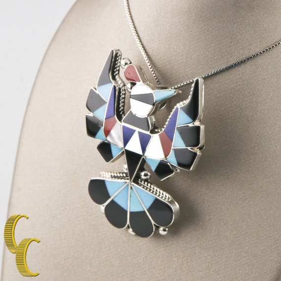 Native American Semi-Precious Inlay Eagle Necklace an… - Gem
